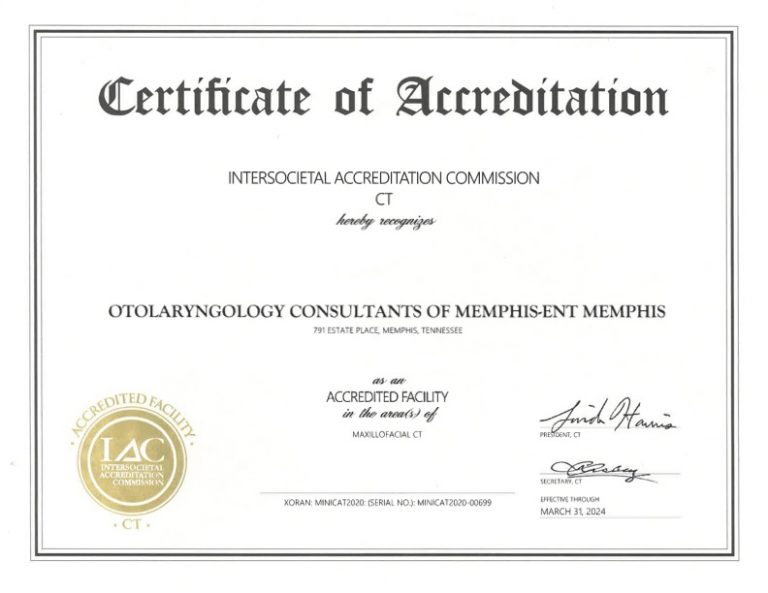 ENT Memphis Earns CT Reaccreditation by the IAC - Dr. Rande Lazar
